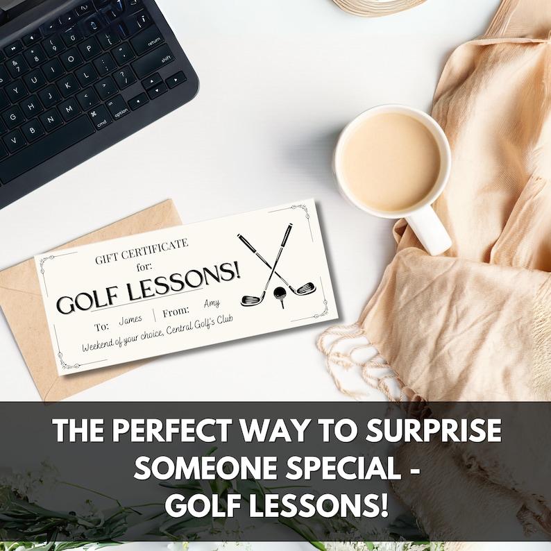Custom Golf Lessons Ticket Voucher Printable, Surprise Golf Gift ...