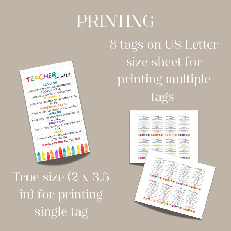 Editable Teacher Survival Kit Gift Tag, First Day of School & Back to ...