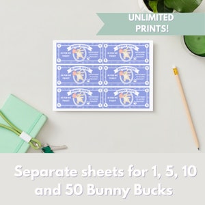 Easter Printable - Bunny Bucks, Egg Filler, Token | Reward Money for ...