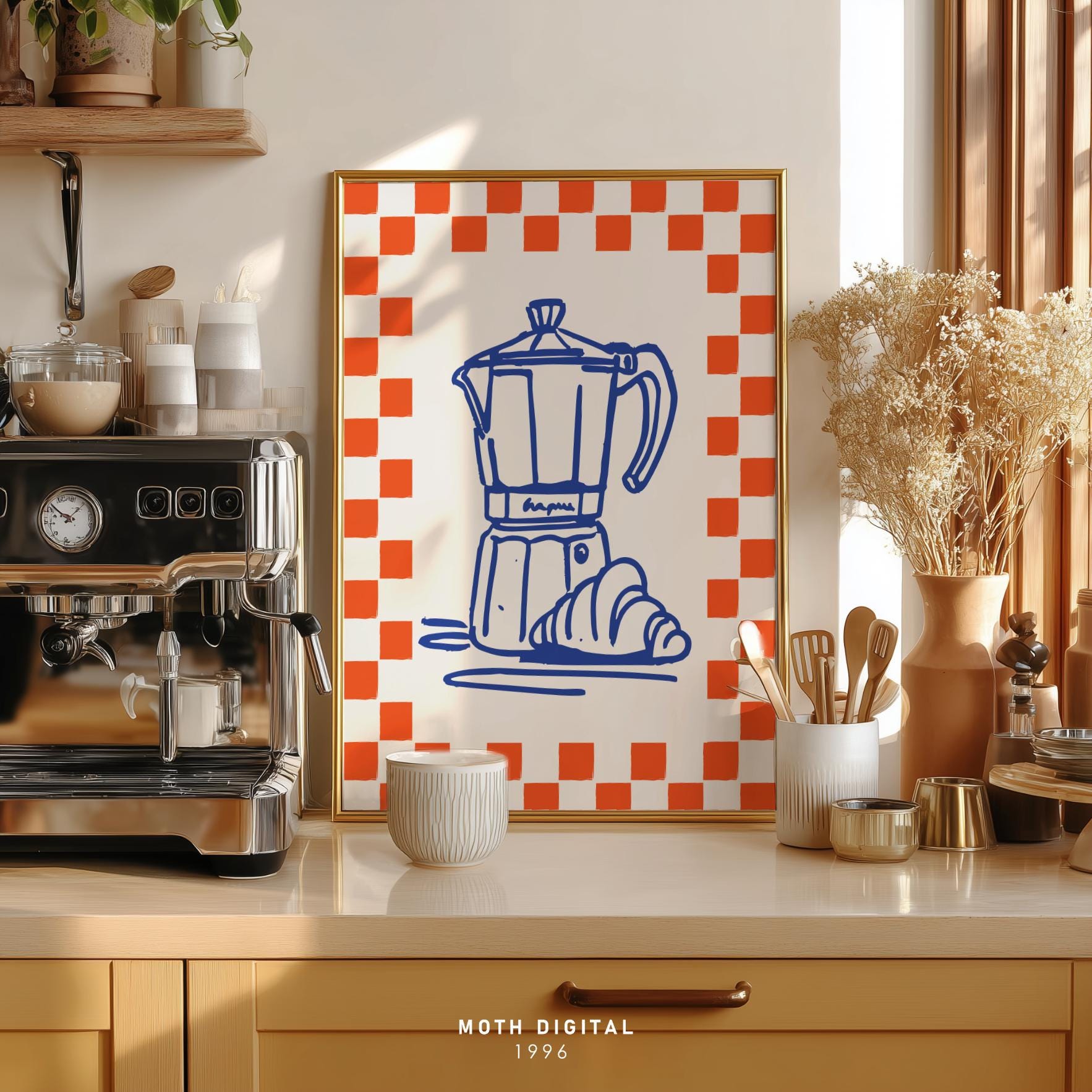 Minimalist Retro Coffee Pot Poster — Modern Kitchen Wall Art, Coffee ...