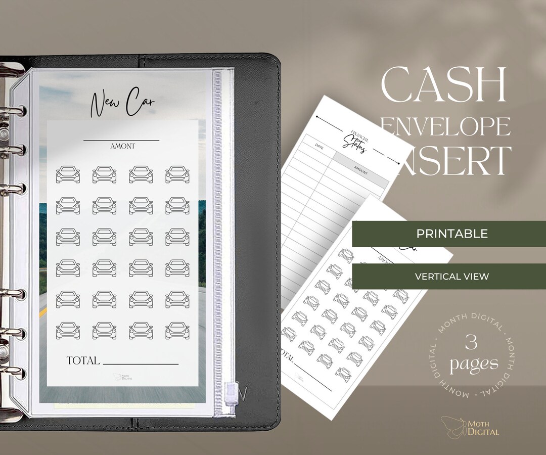 New Car Printable Cash Envelope Insert, Cash Stuffing, Financial Goals ...