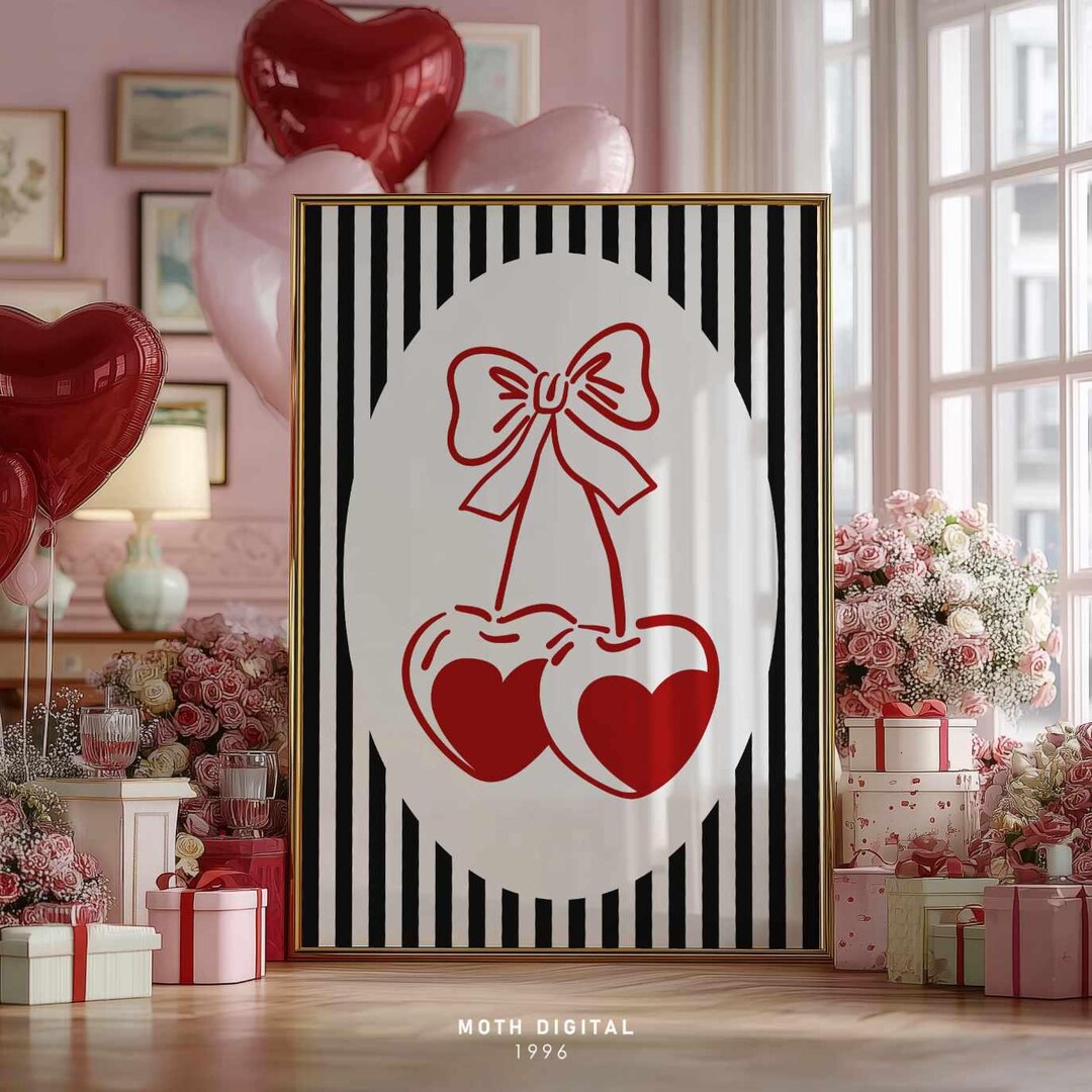 Cherry Love Printable | Valentines Wall Art Gift - Etsy