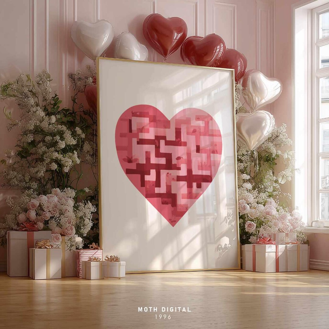 Love Maze Heart Printable Wall Art | Valentine’s Day Love Symbol ...