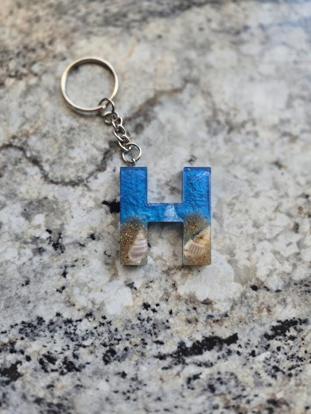 Beach Themed Letter H Resin Keychain or Backpack Decoration Handcrafted ...