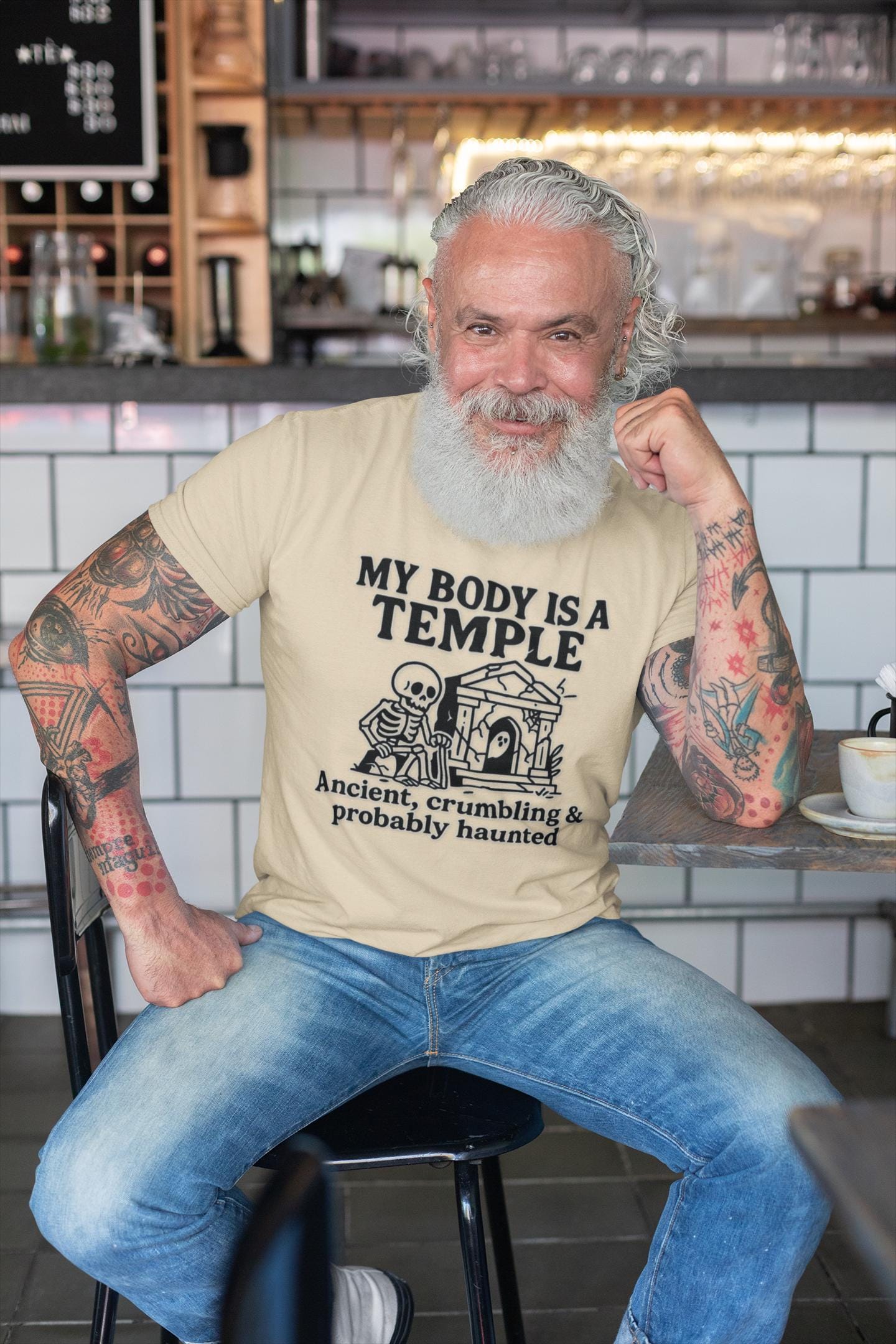 My Body is a Temple Skeleton Tee: Funny Graphic Unisex Cotton T-shirt ...