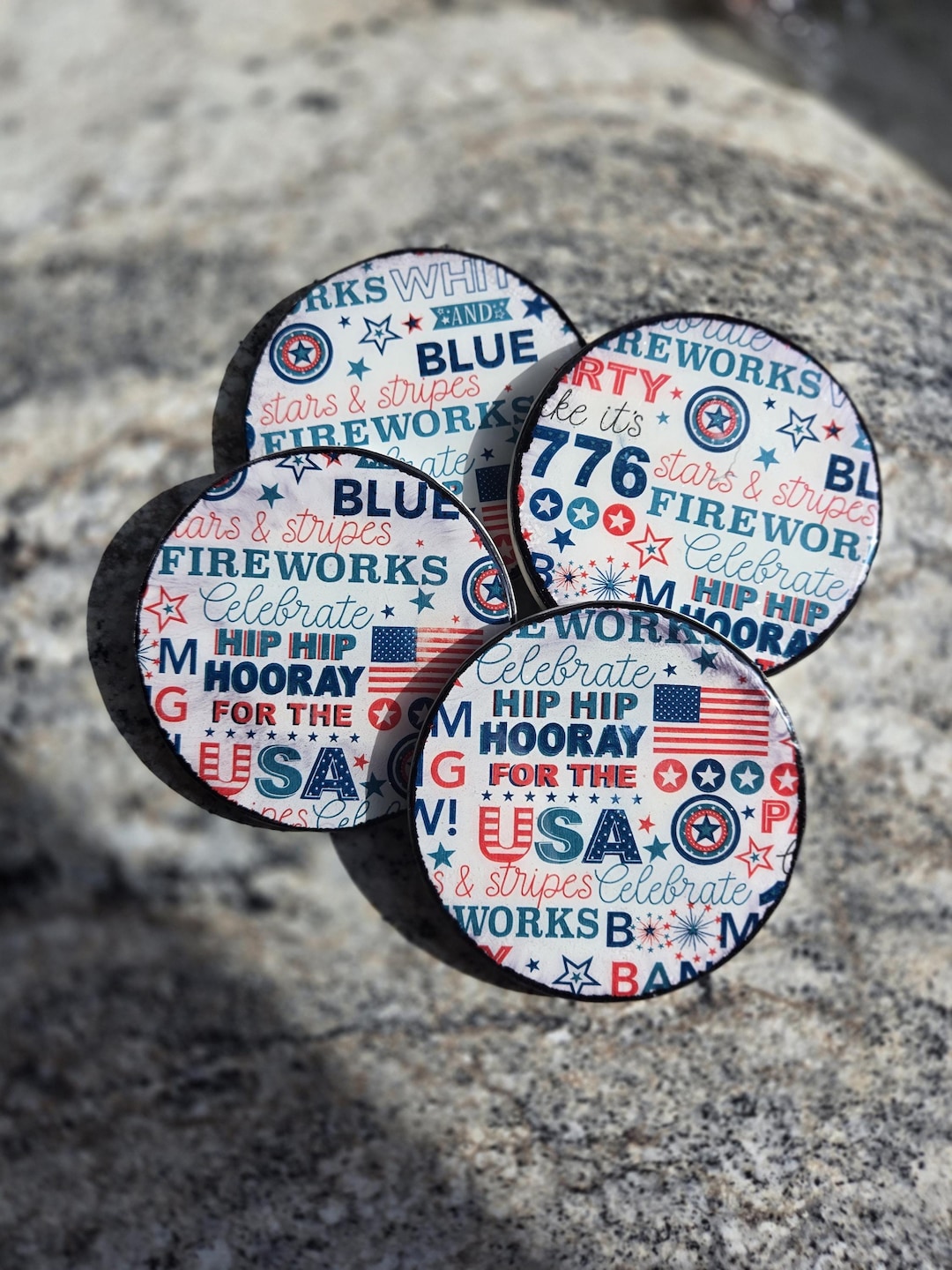 Patriotic Coaster Set | 4th of July Red White & Blue Coasters ...