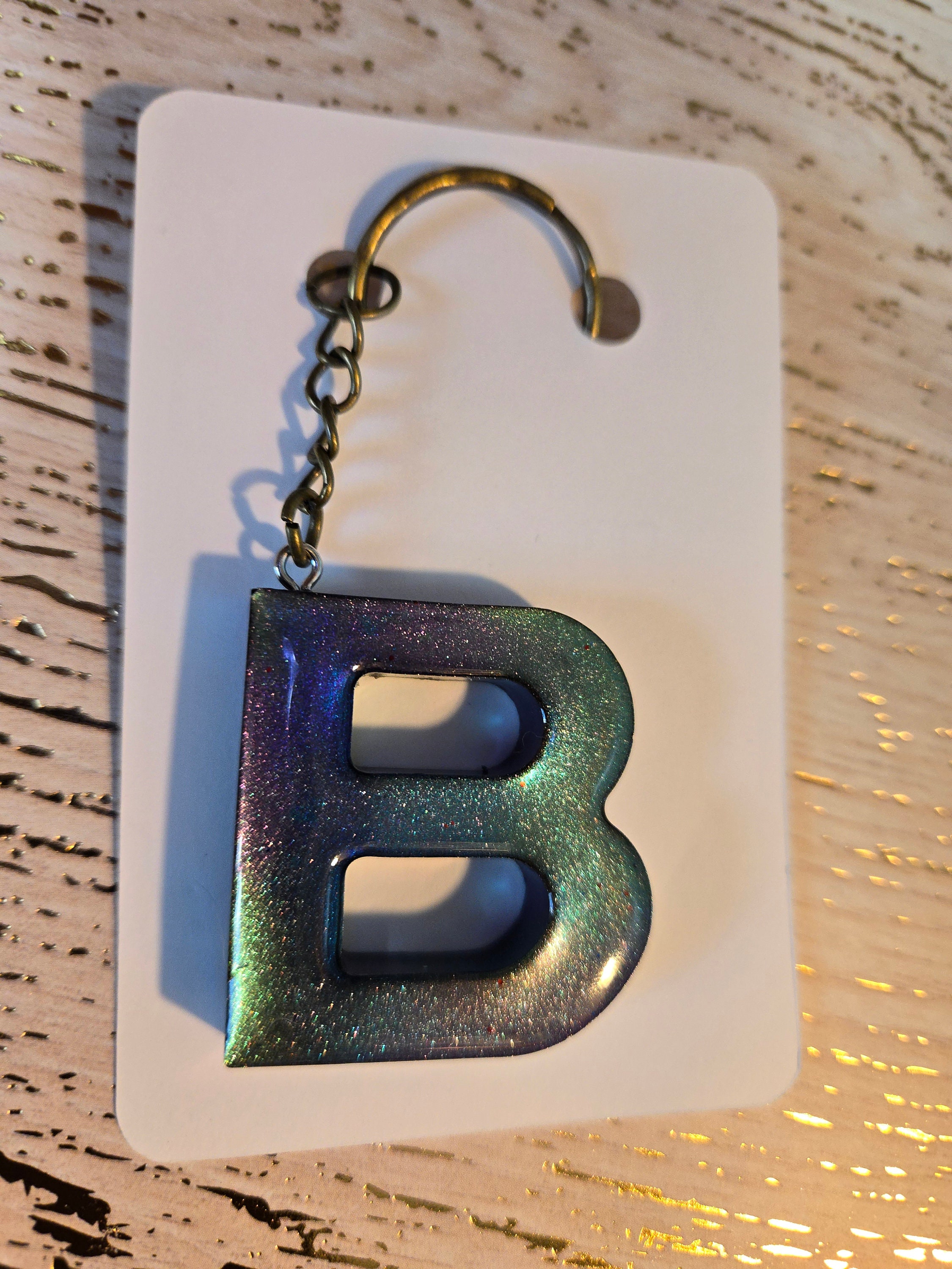 Metallic Color Shifting Letter B Keychain - Etsy