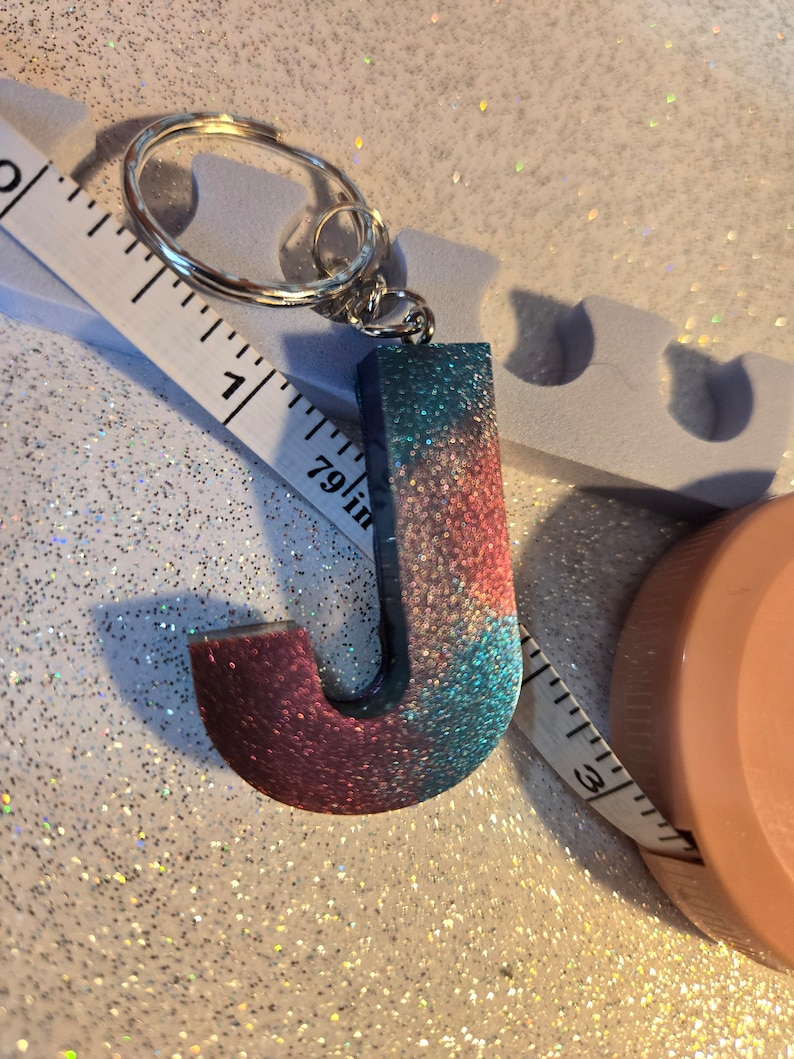 Resin Letter J Keychain: Personalized Initial Charm, Sunset Beach ...