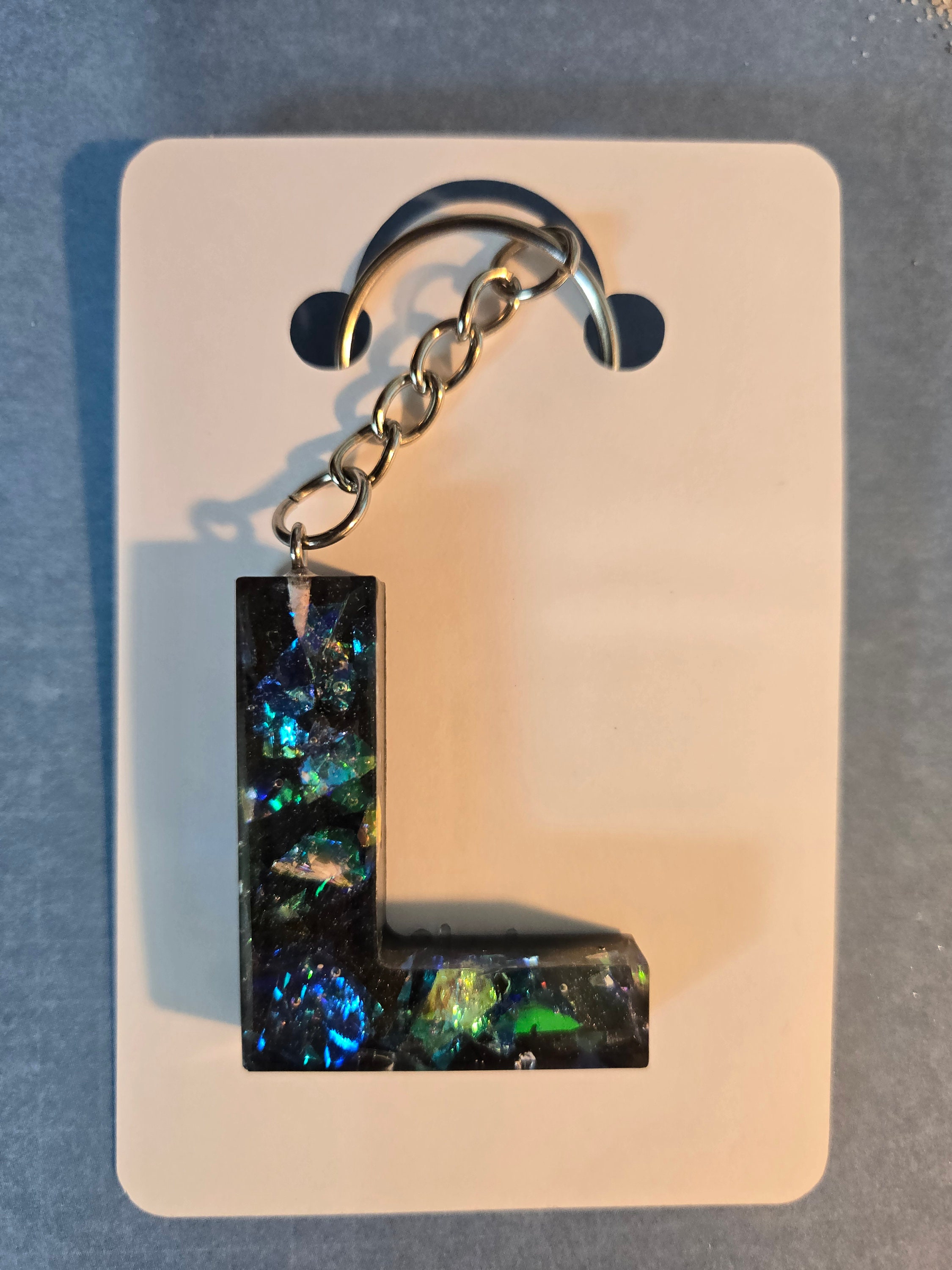 Blue, Green, Gold, Purple Holographic Letter L Keychain - Etsy