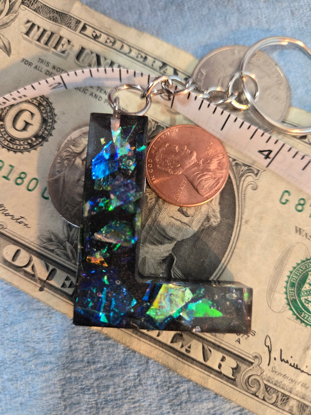 Blue, Green, Gold, Purple Holographic Letter L Keychain - Etsy