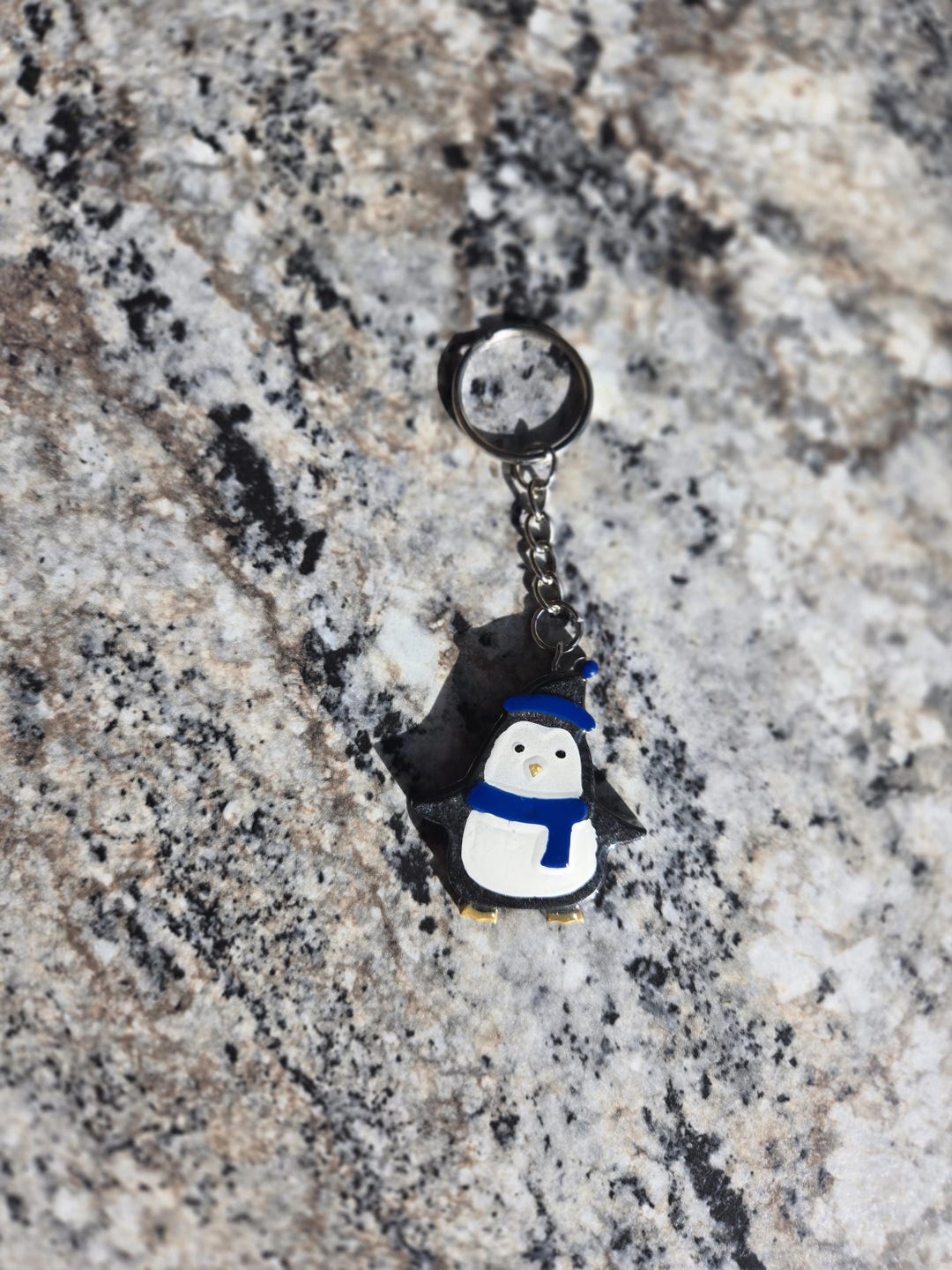 Penguin Resin With Blue, Pink or Green Hat and Scarf Keychain, Luggage ...