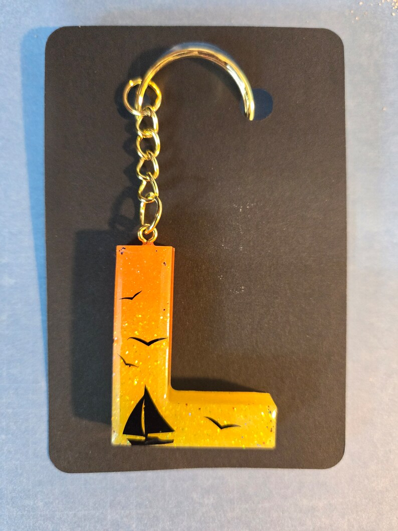 Sunset Beach Themed Letter L Keychain - Etsy