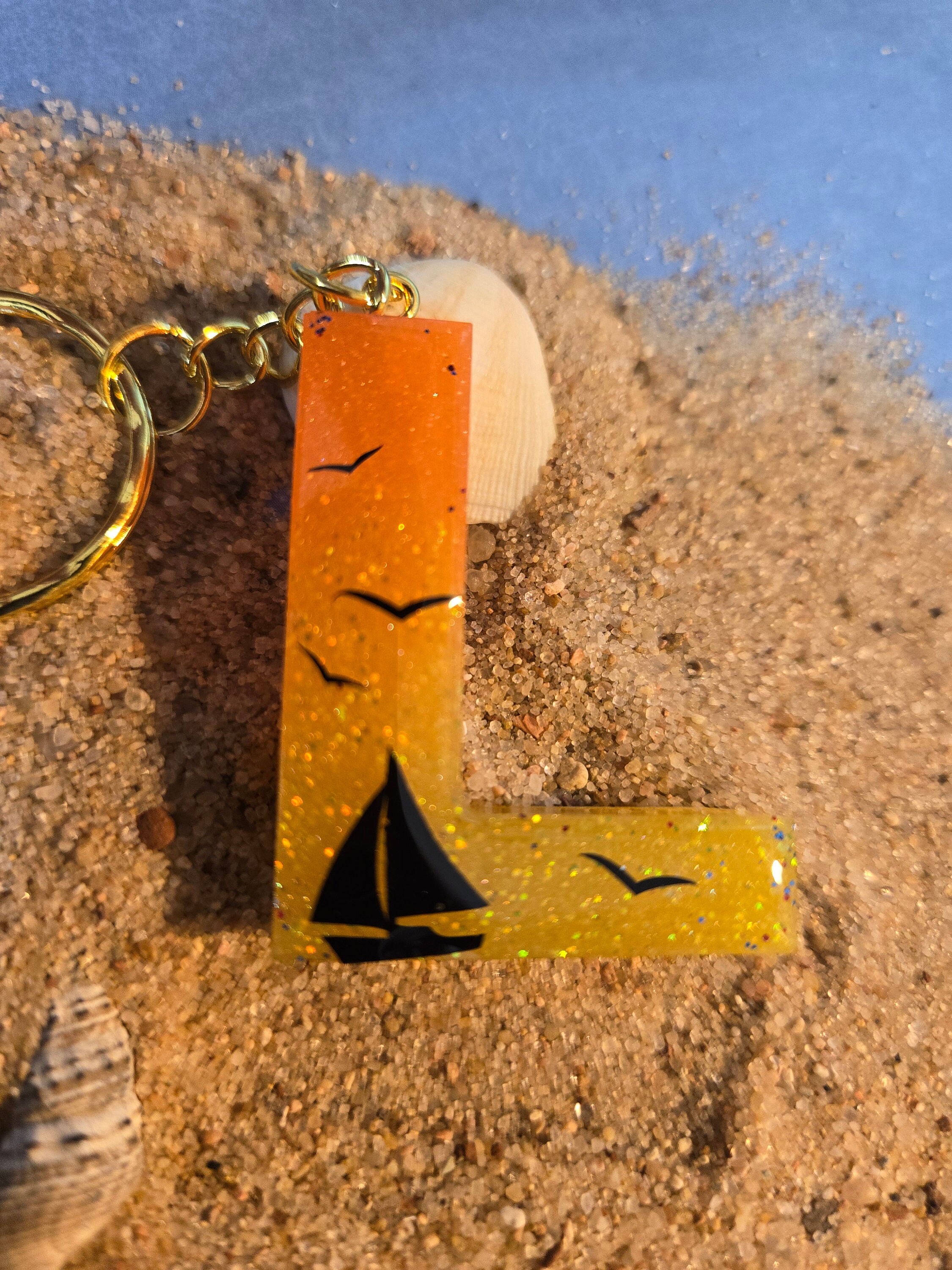 Sunset Beach Themed Letter L Keychain - Etsy