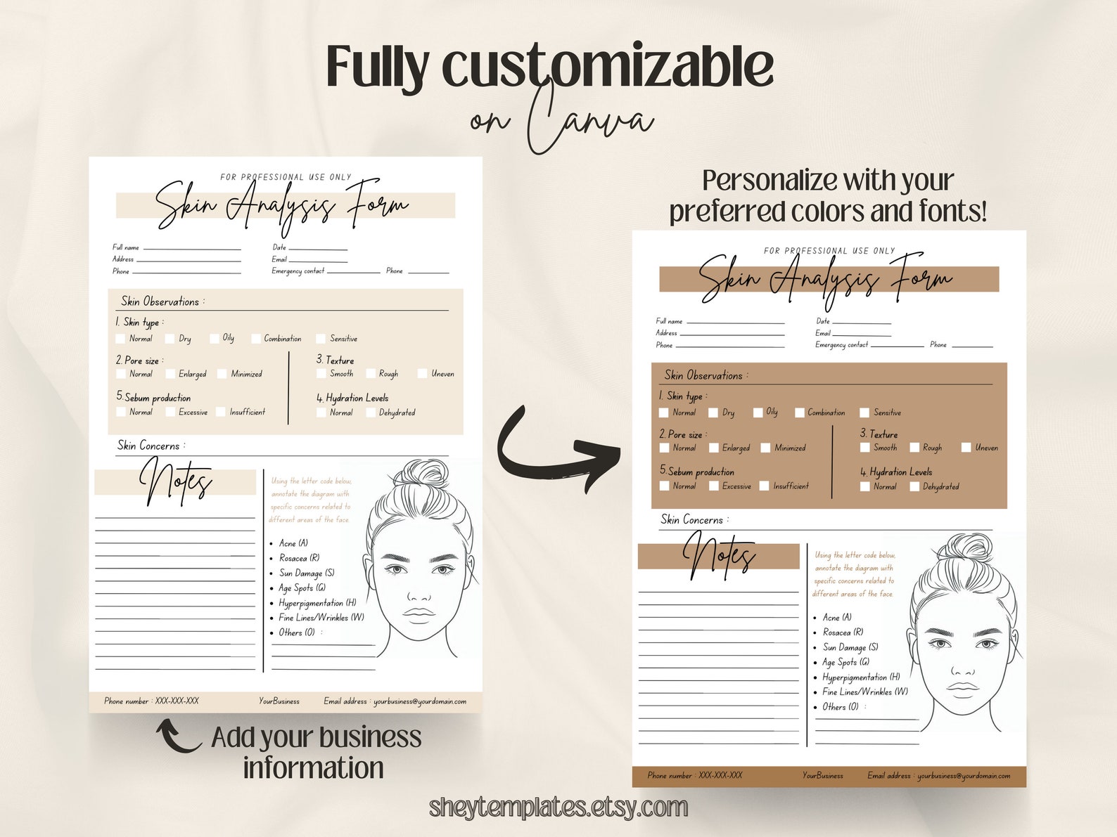 Editable Client Intake Form Template For Estheticians And Skincare