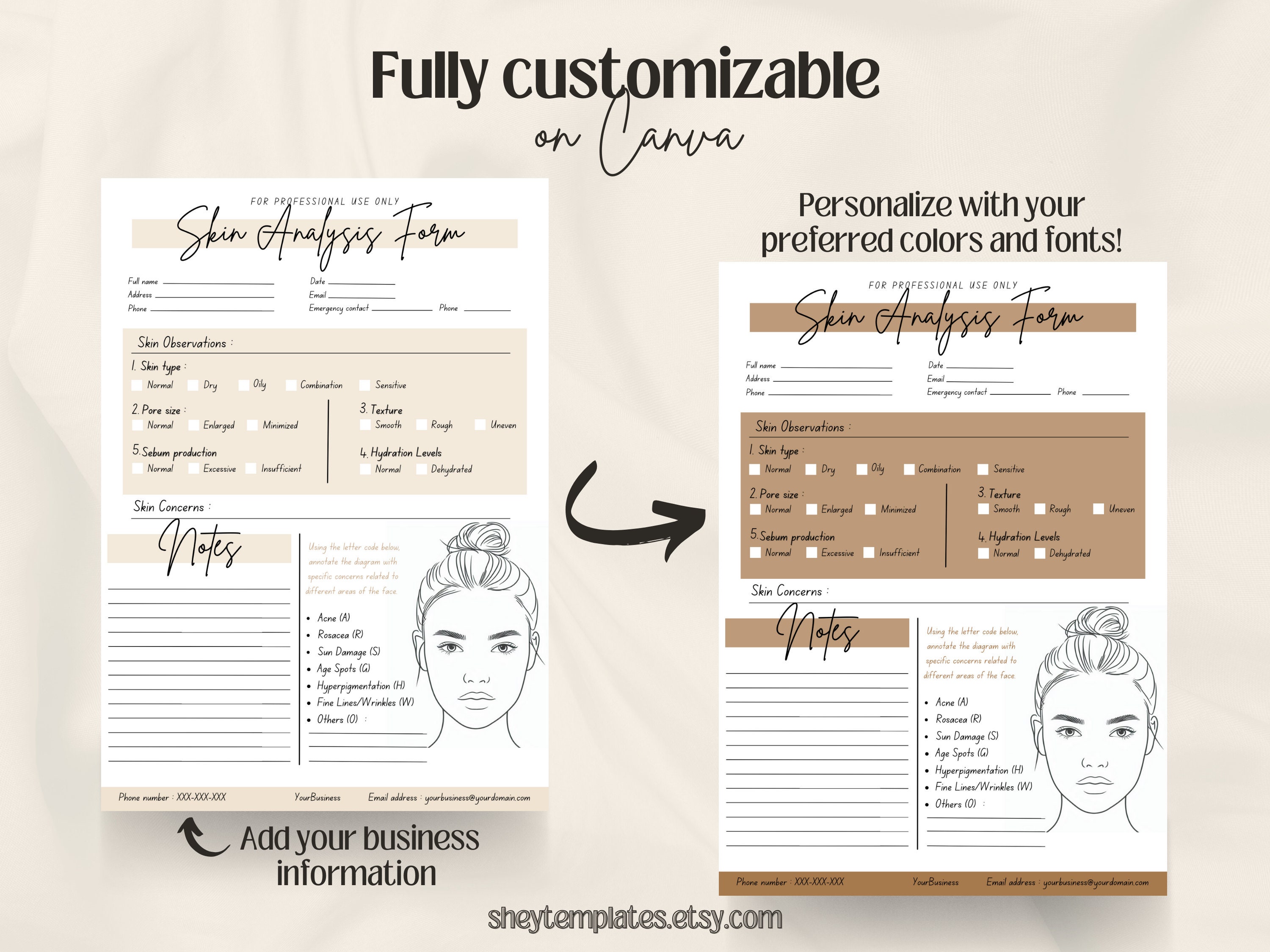 Editable Client Intake Form Template for Estheticians and Skincare ...
