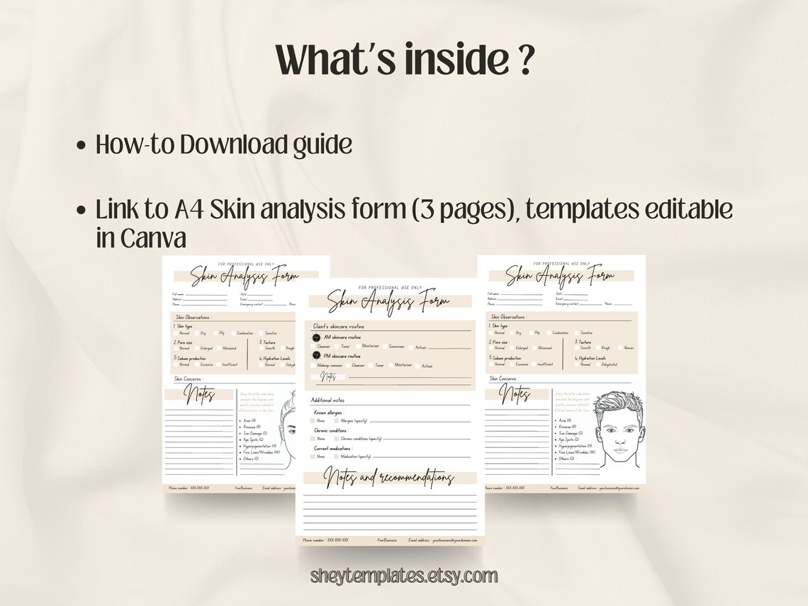 Editable Skin Analysis Form Template for Estheticians and Skincare ...