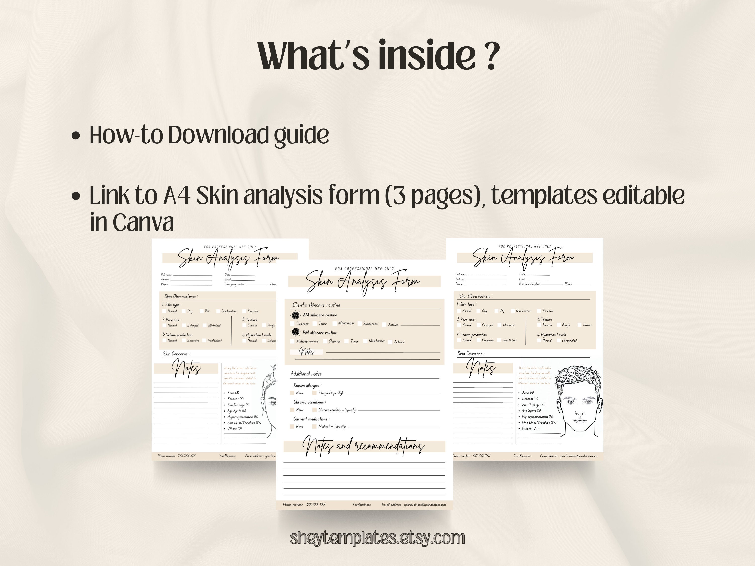 Editable Skin Analysis Form Template for Estheticians and Skincare ...
