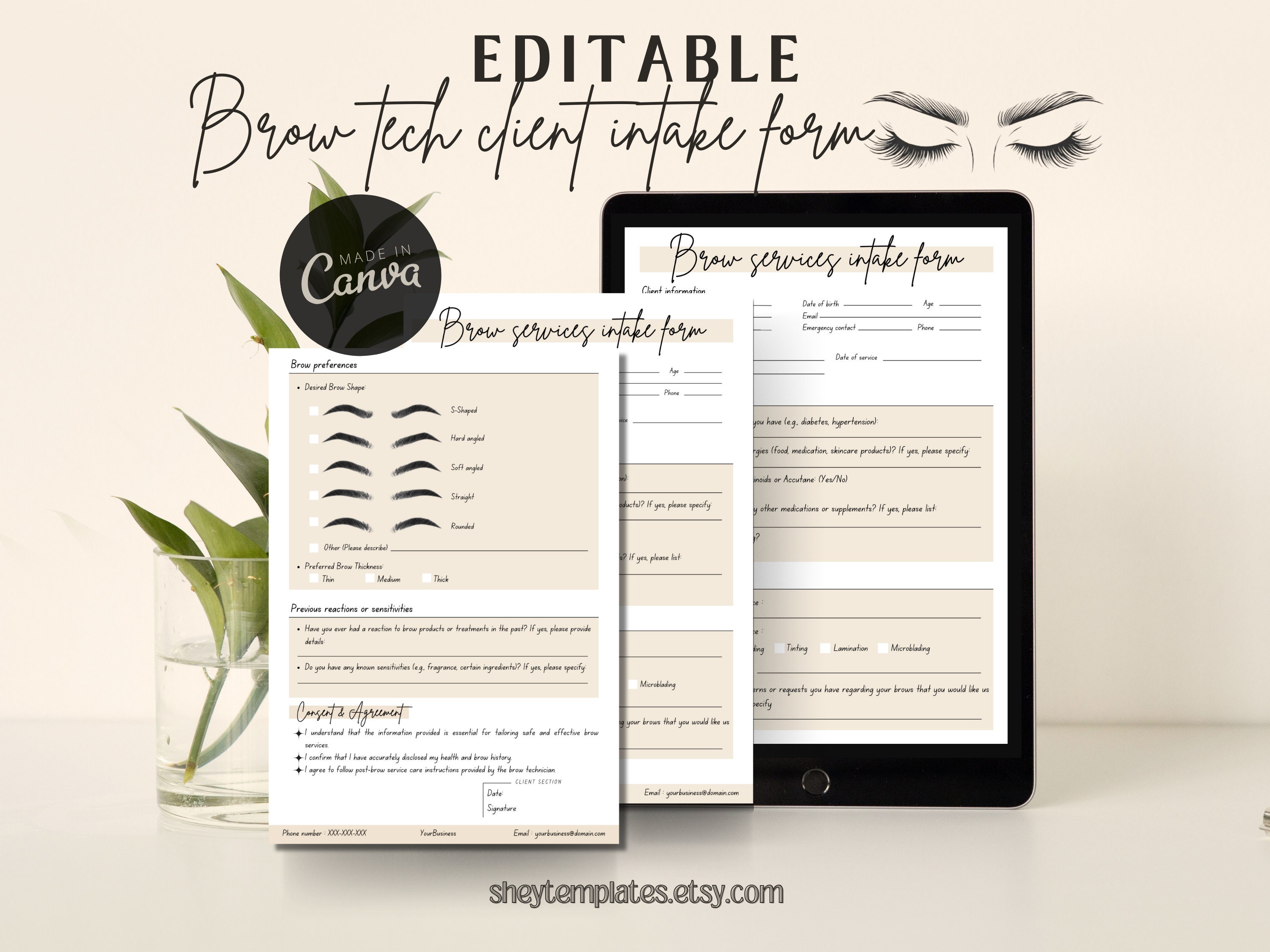Editable Brow Tech Eyebrow Client Intake Form - Brow Business ...