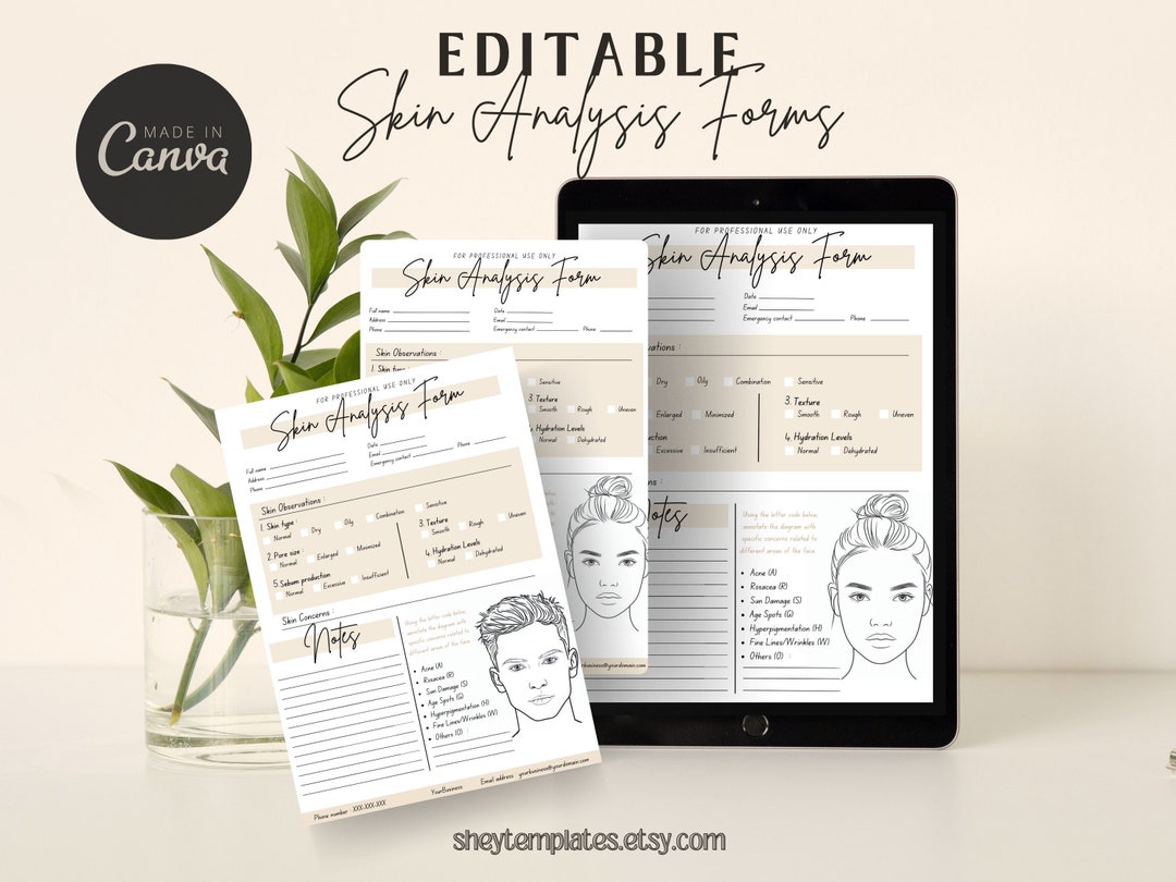 Editable Skin Analysis Form Template for Estheticians and Skincare ...