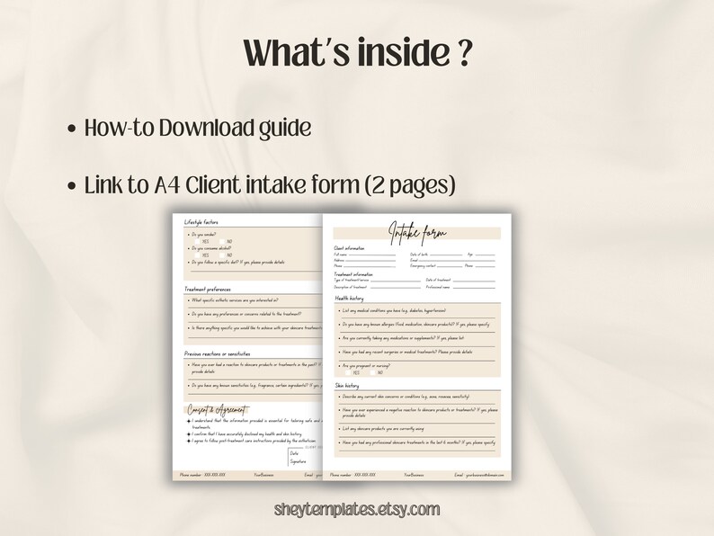 Editable Client Intake Form Template for Estheticians and Skincare ...