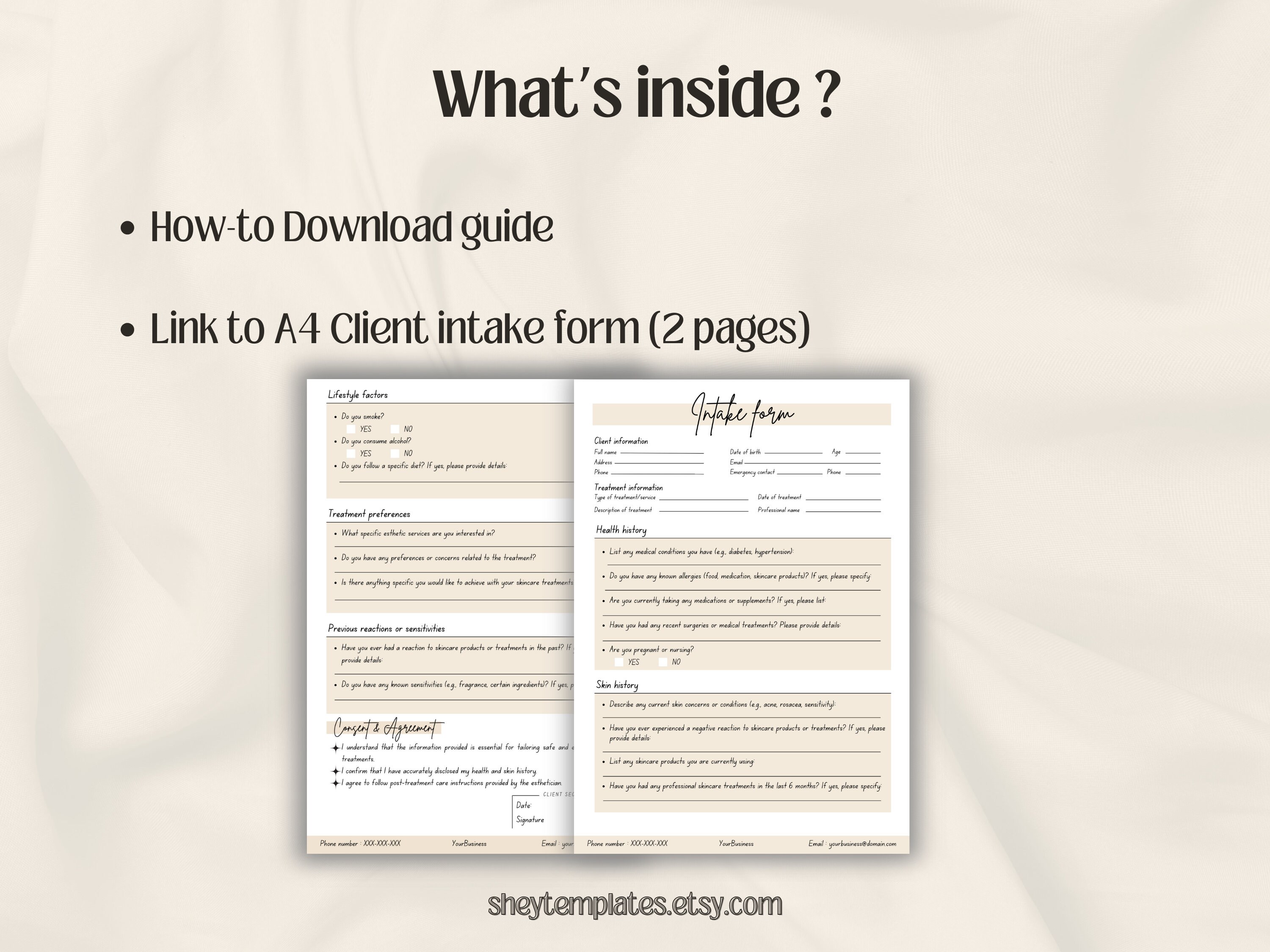 Editable Client Intake Form Template for Estheticians and Skincare ...