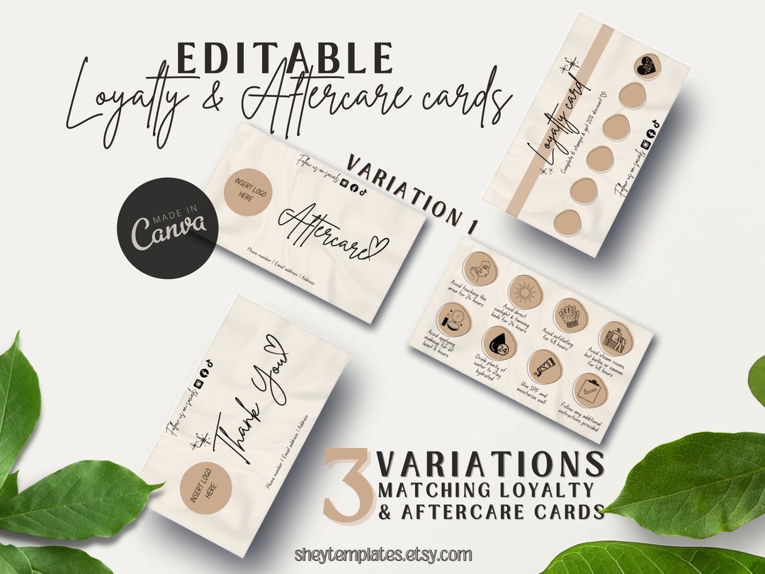 Editable Skincare Loyalty and Aftercare Card, Facial Card, Spa Rewards ...