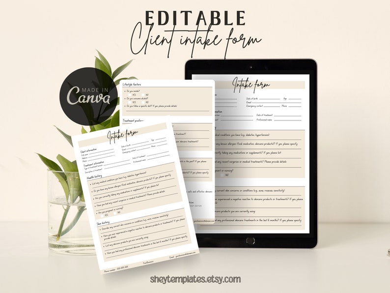 Editable Client Intake Form Template for Estheticians and Skincare ...