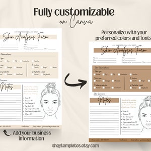 Editable Skin Analysis Form Template for Estheticians and Skincare ...