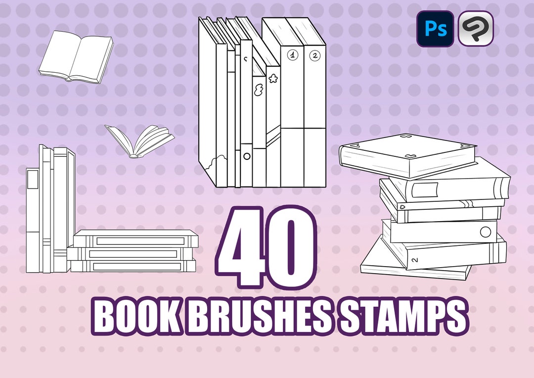 Books Stamp Brushes for Photoshop and Clip Studio - Etsy
