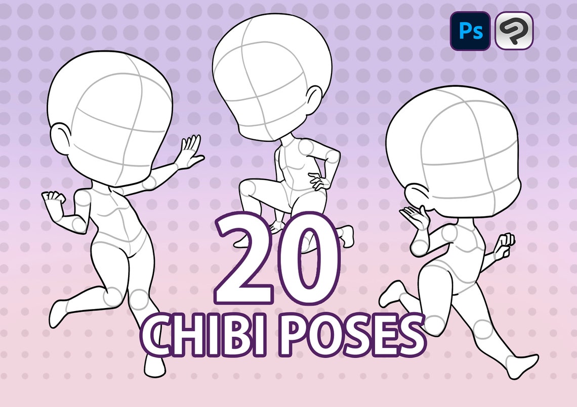 Chibi Anime Poses Stamps for Photoshop and Clip Studio - Etsy