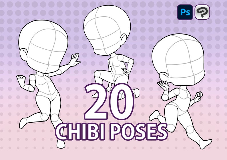 Chibi Anime Poses Stamps for Photoshop and Clip Studio - Etsy