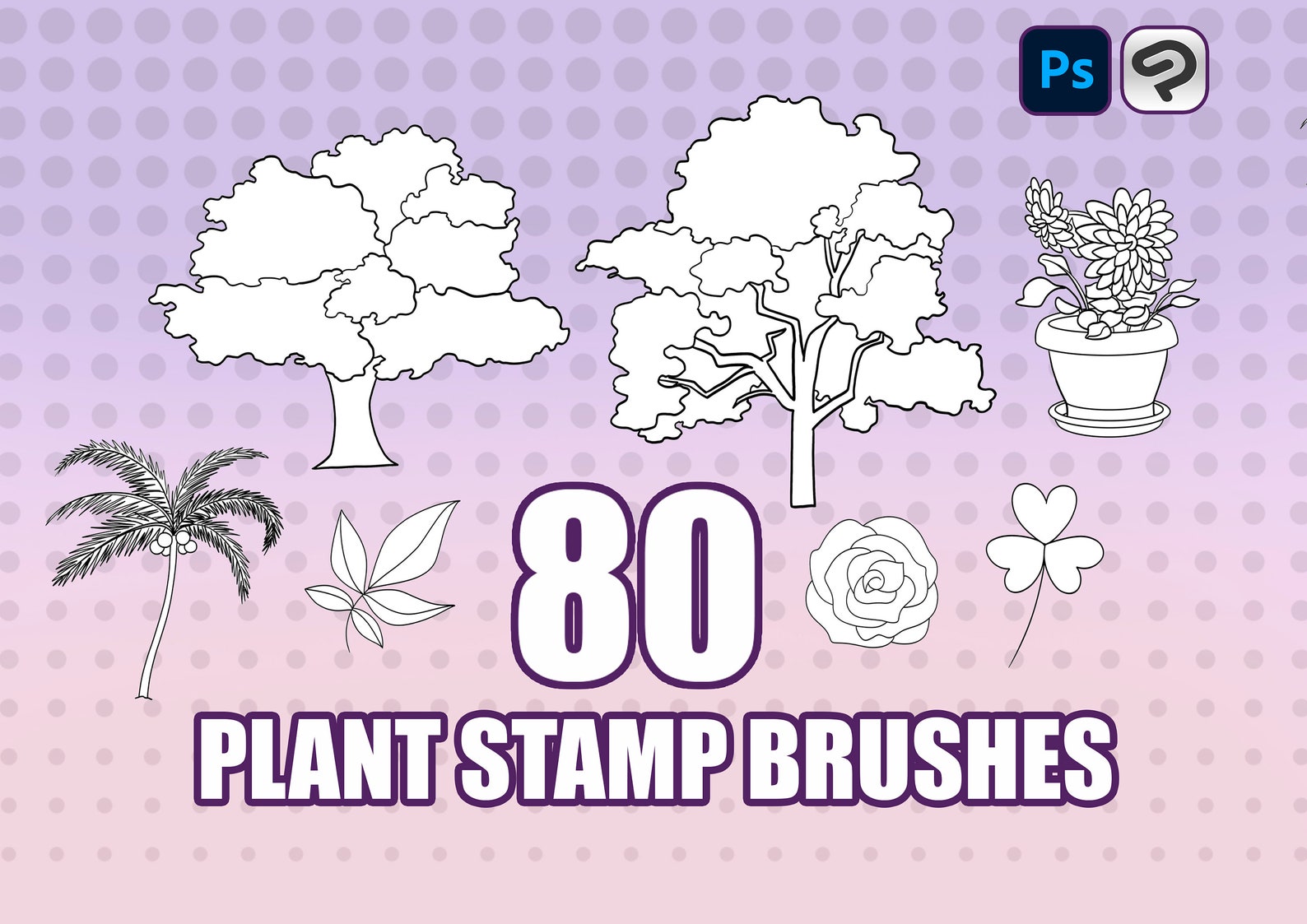 Plant Stamps for Photoshop and Clip Studio - Etsy