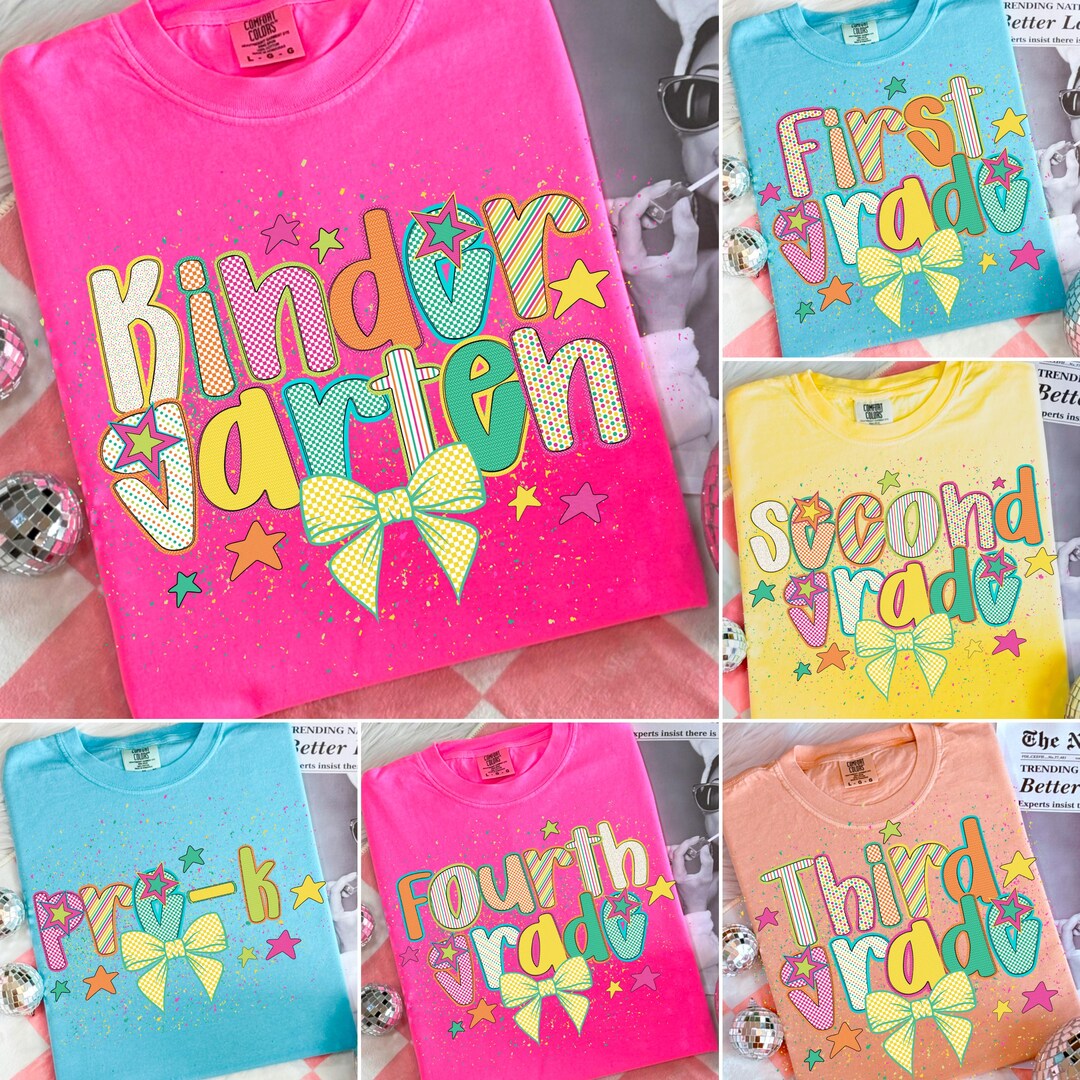 Retro Colorful Back to School Bundle Png, First Second Third Fourth ...