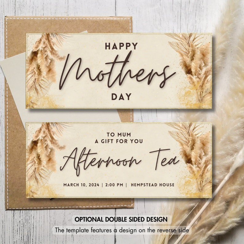 Mothers Day Custom Gift Voucher Template Editable Instant Download ...