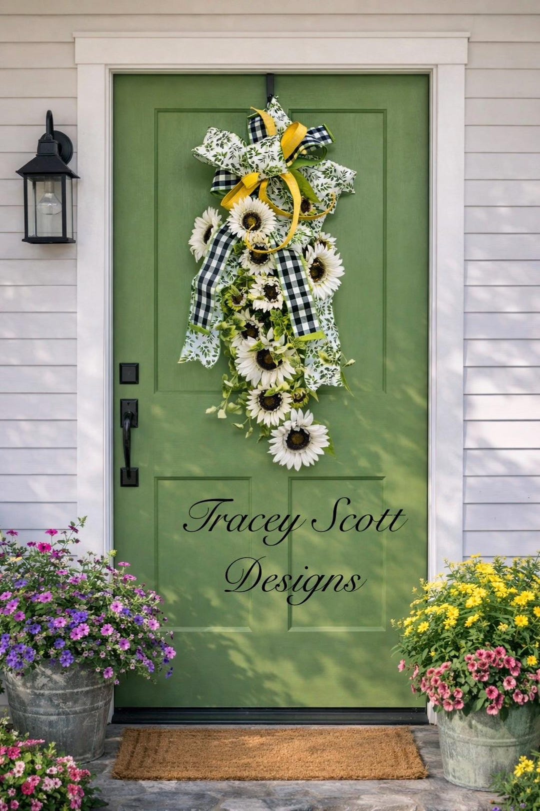 Sunflower Door Swag Spring Front Door Decor Yellow Daisy Swag Farmhouse ...