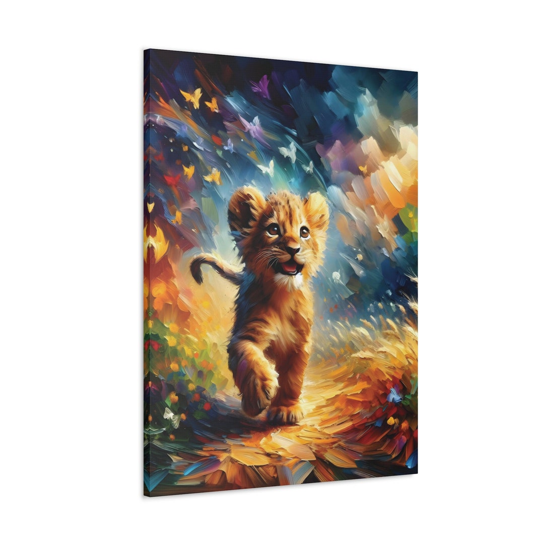 Lion Cub Canvas Print Portrait of Lion Cub Perfect Wall Art for Lion ...