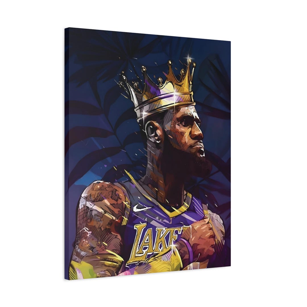 Lebron James King Canvas Wall Art, NBA Lakers Poster, Sports Fan Gift ...