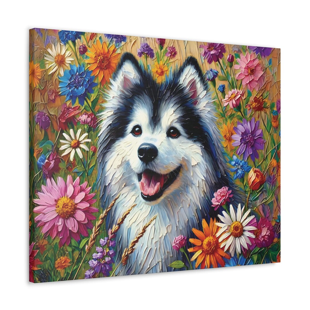 Gift for Pomsky Moms, Canvas Wall Art Print, Pomsky Dog Portrait, Home ...