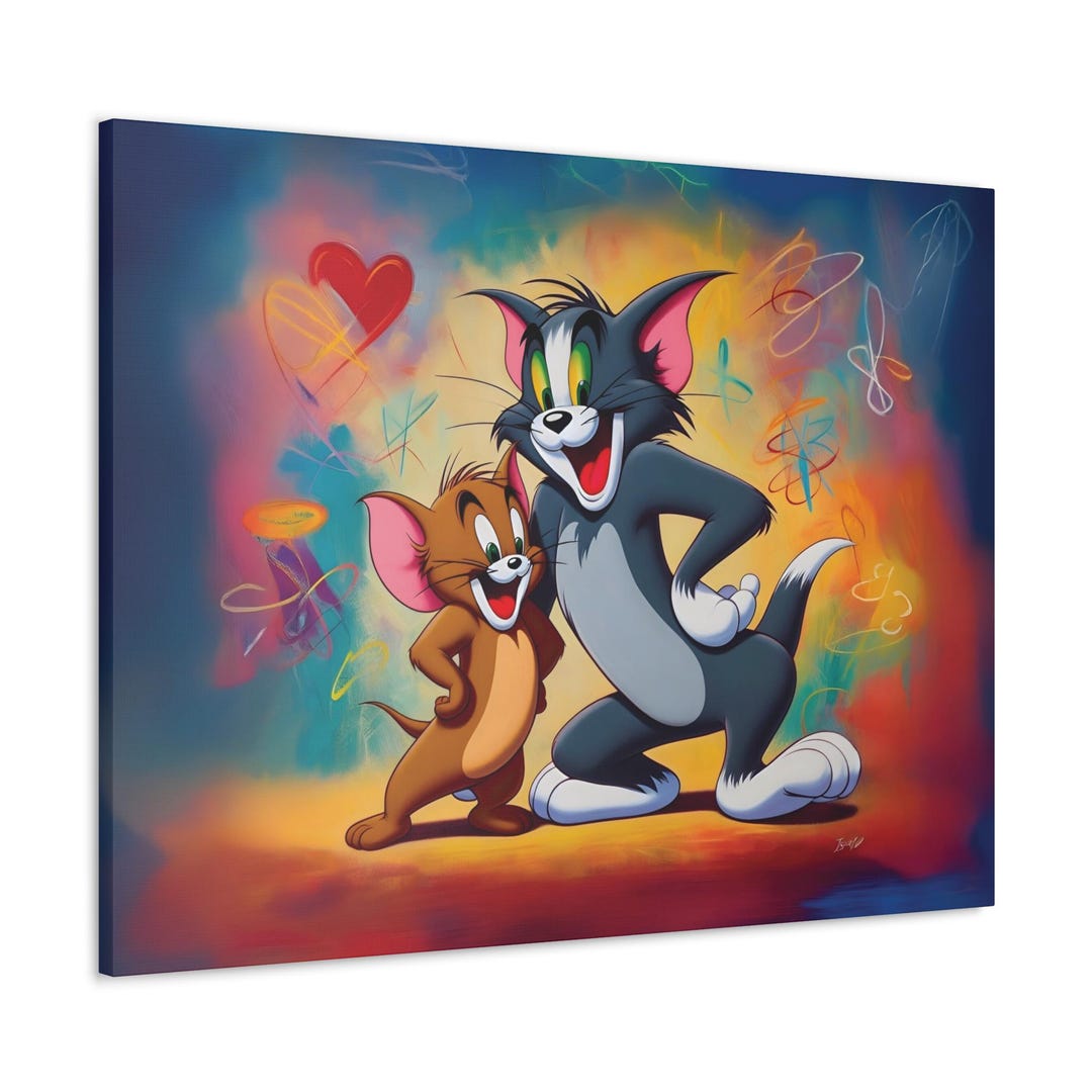 Canvas Print, Tom and Jerry Cartoon Characters Wall Art Decor, Kids ...