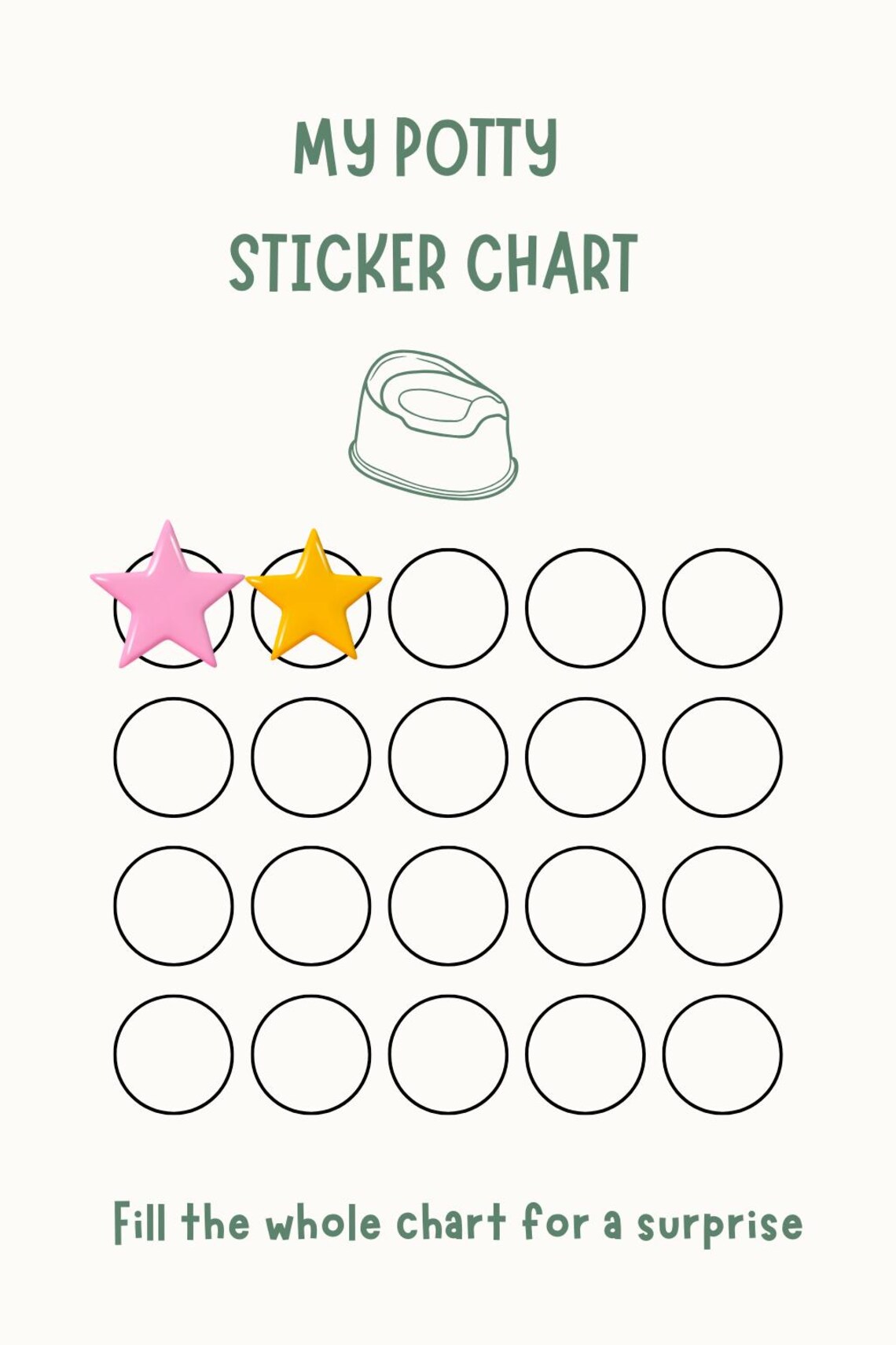 Printable Potty Training Sticker Chart | Minimalist Sage Green ...