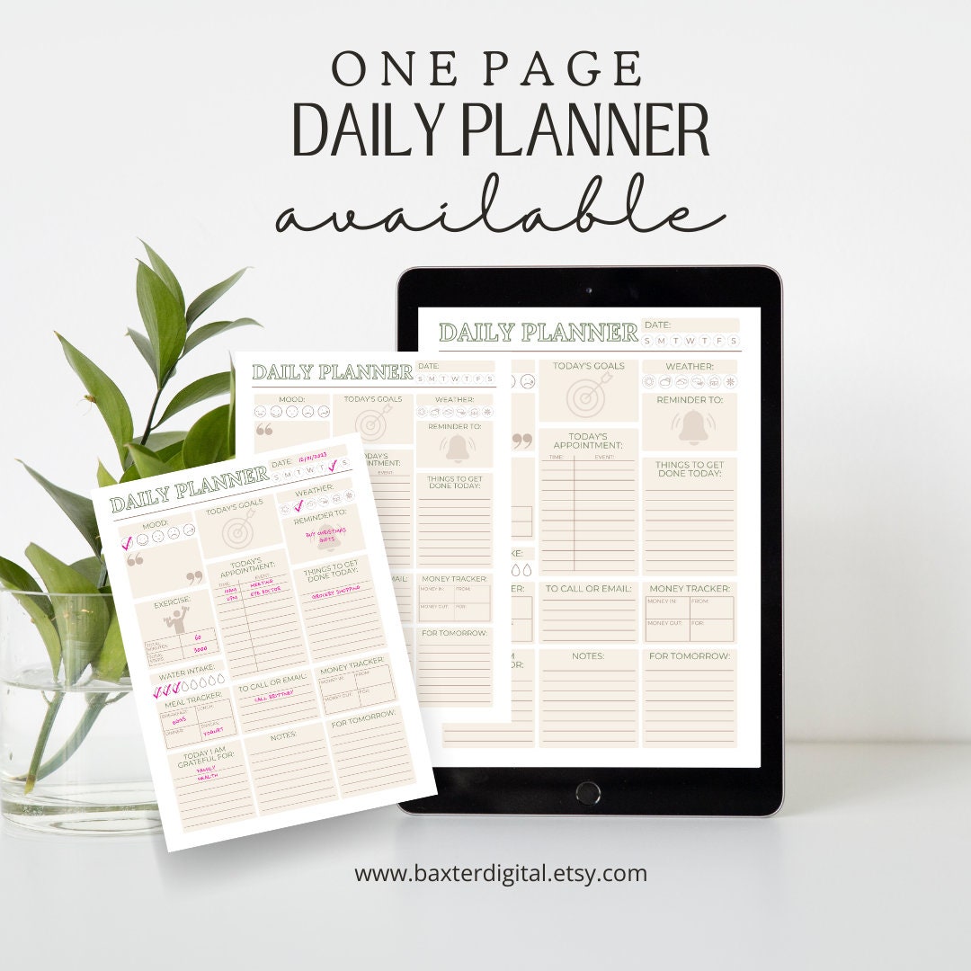 Compact One-page Daily Task Manager - Etsy