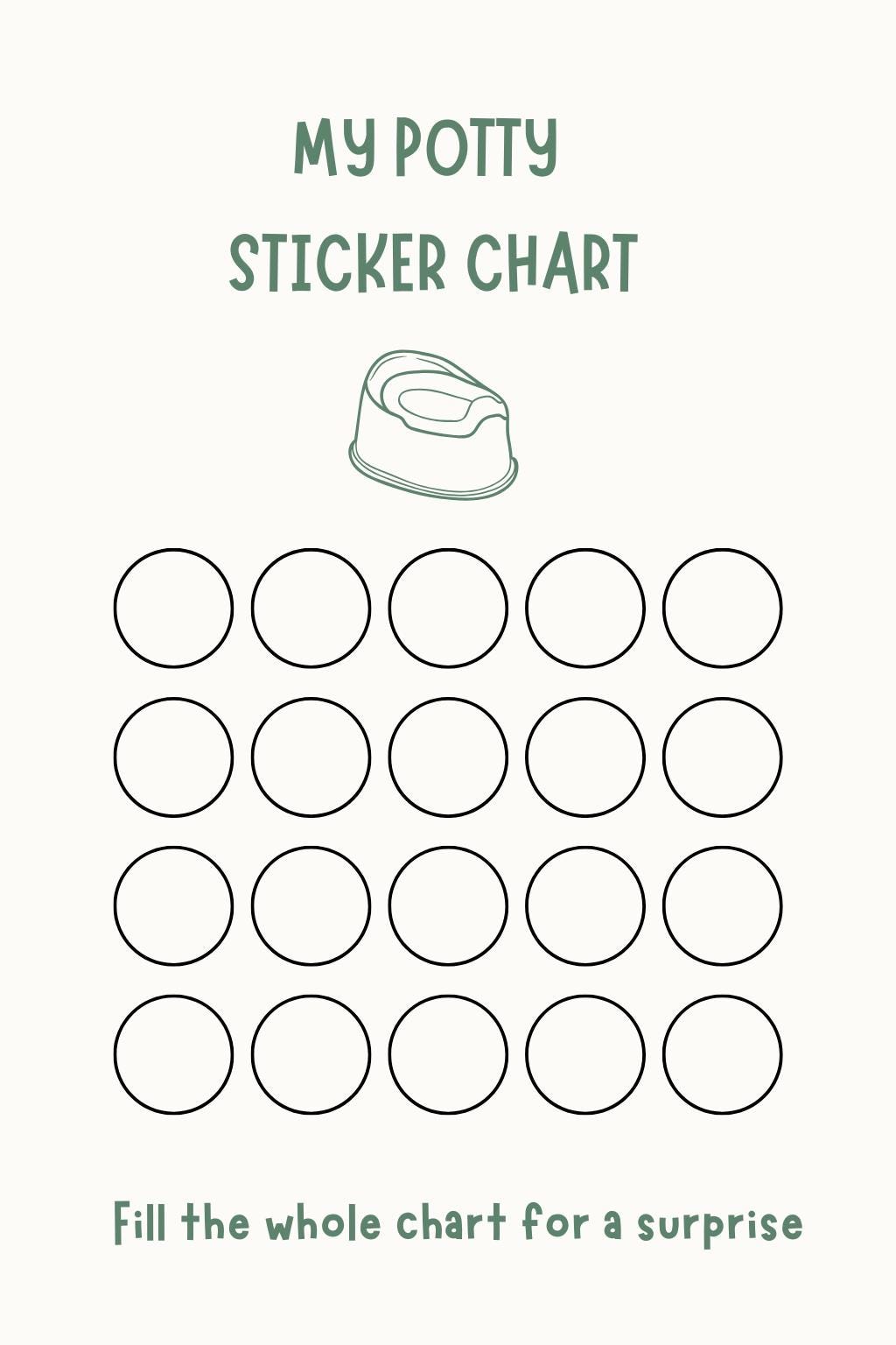 Printable Potty Training Sticker Chart | Minimalist Sage Green ...