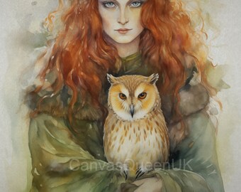 Beautiful Print of Welsh Goddess Blodeuwedd, Known as the Goddess of ...