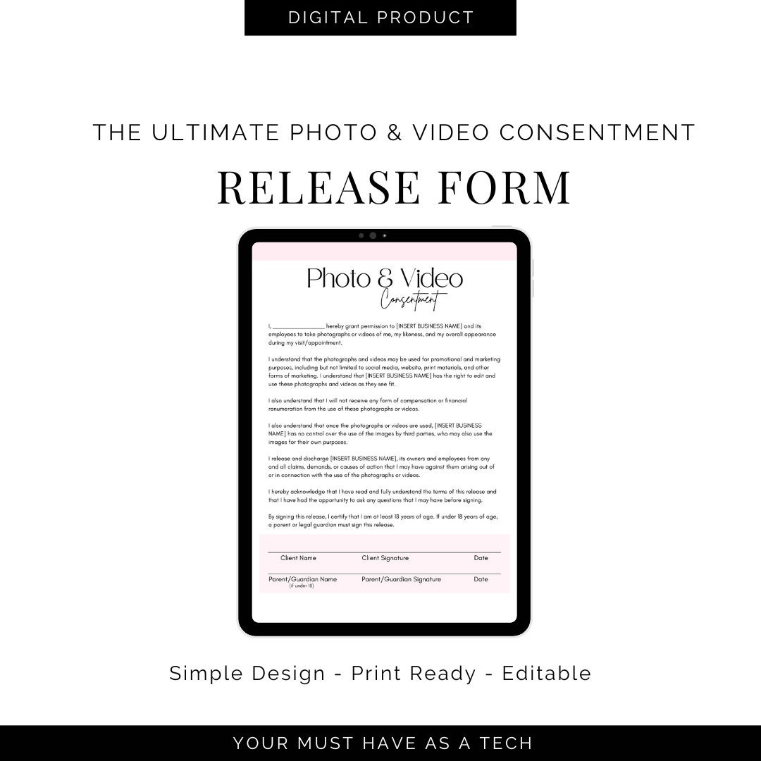 Photo and Video Release Form, Salon Photo and Video Release Form ...