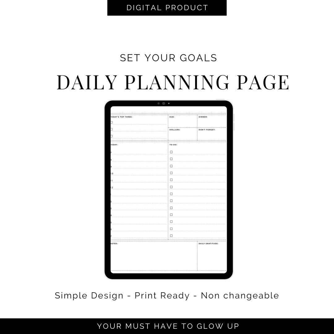 Mini Daily Planning Page PDF PNG Printable, Simple To-do List of the ...