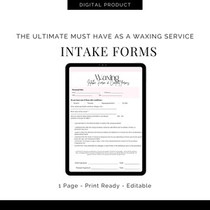 Waxing Client Intake and Consent Form, Editable Consent Forms, Consent ...