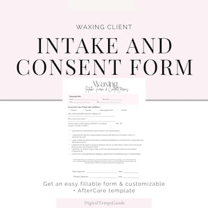 Waxing Client Intake and Consent Form, Editable Consent Forms, Consent ...