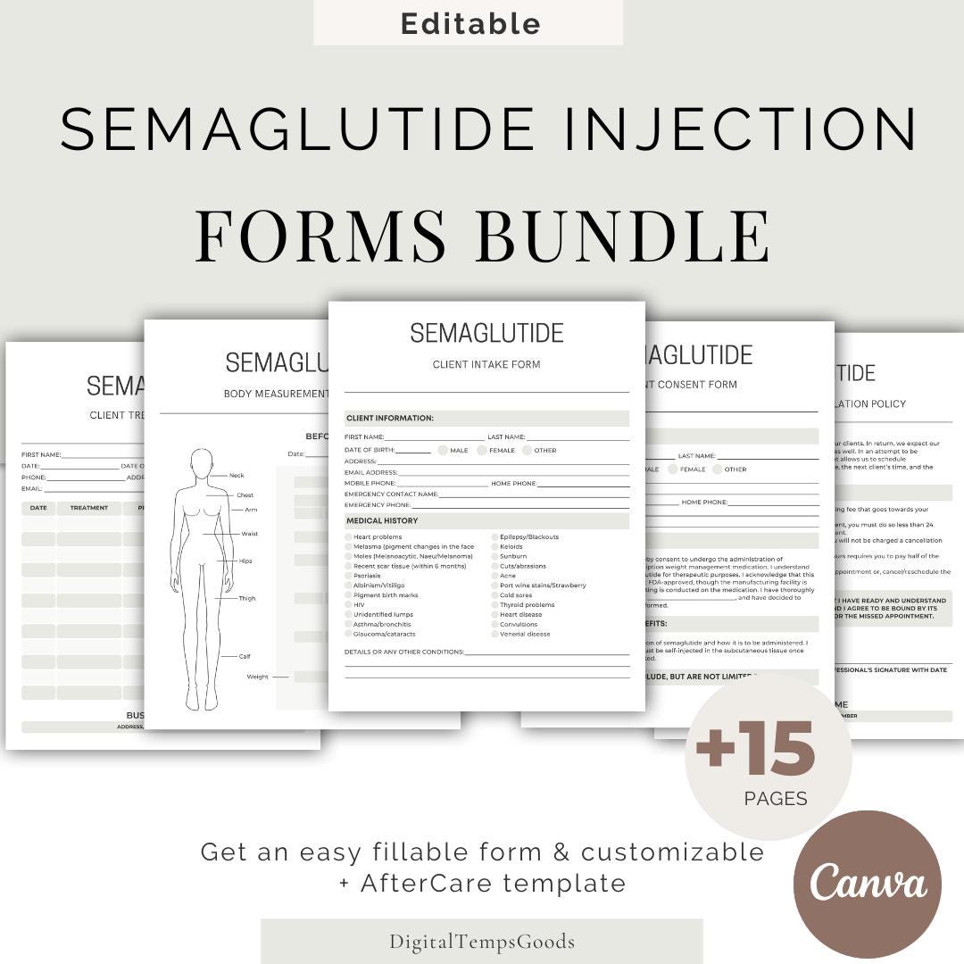 20+ Page Semaglutide Forms Bundle, Weight Loss Business Templates ...