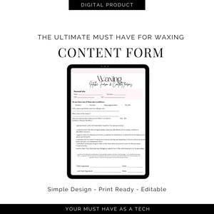 Waxing Client Intake and Consent Form, Editable Consent Forms, Consent ...