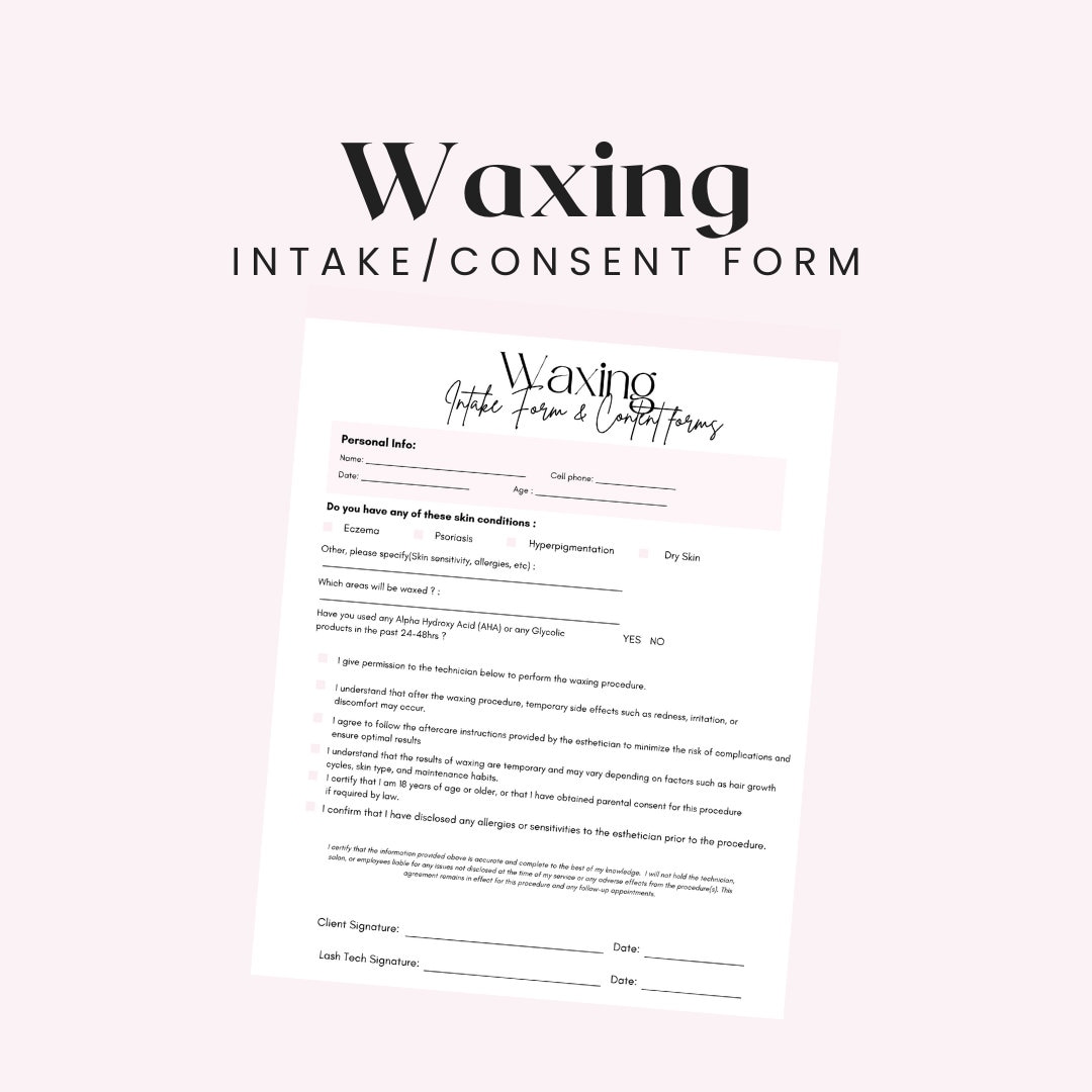 Waxing Client Intake and Consent Form, Editable Consent Forms, Consent ...